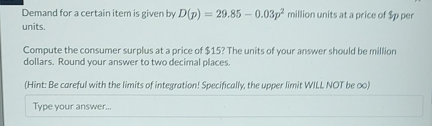 Solved Demand for a certain item is given by | Chegg.com