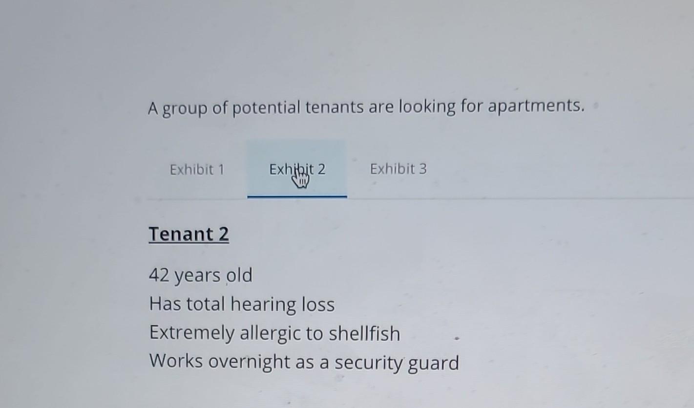 Solved A group of potential tenants are looking for | Chegg.com