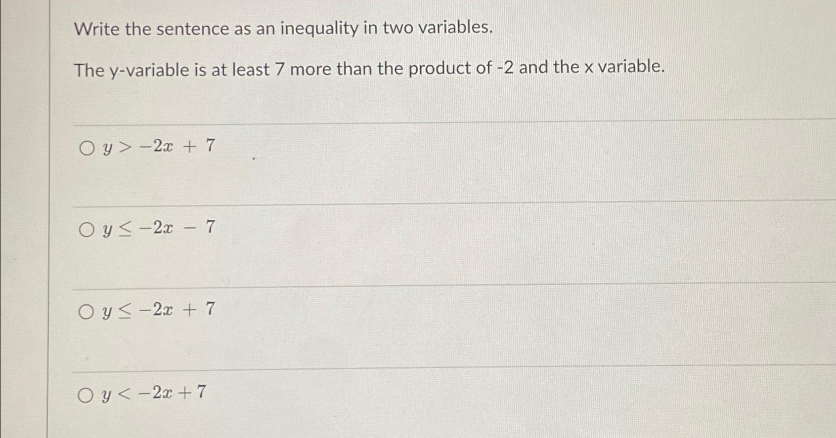 Solved Write the sentence as an inequality in two | Chegg.com