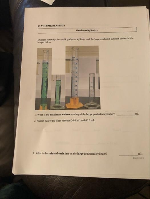 Solved C. VOLUME READINGS Graduated cylinders Examine | Chegg.com