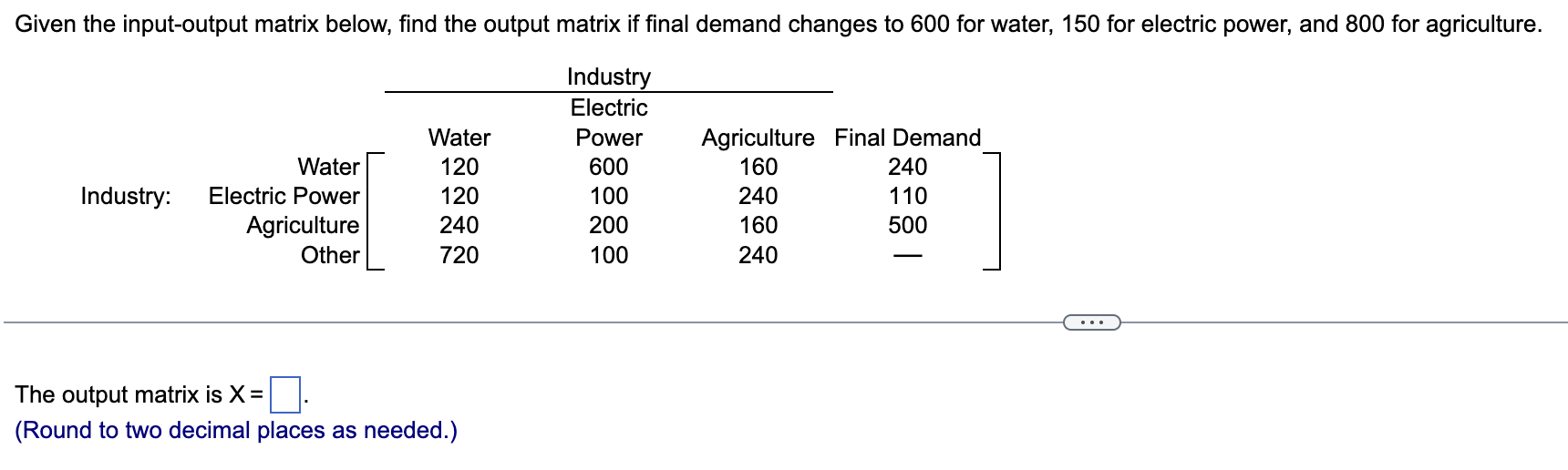 Solved Given The Input Output Matrix Below Find The Output