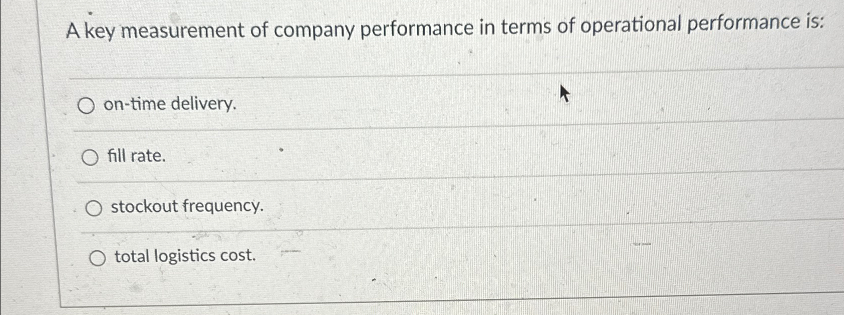 Solved A key measurement of company performance in terms of | Chegg.com