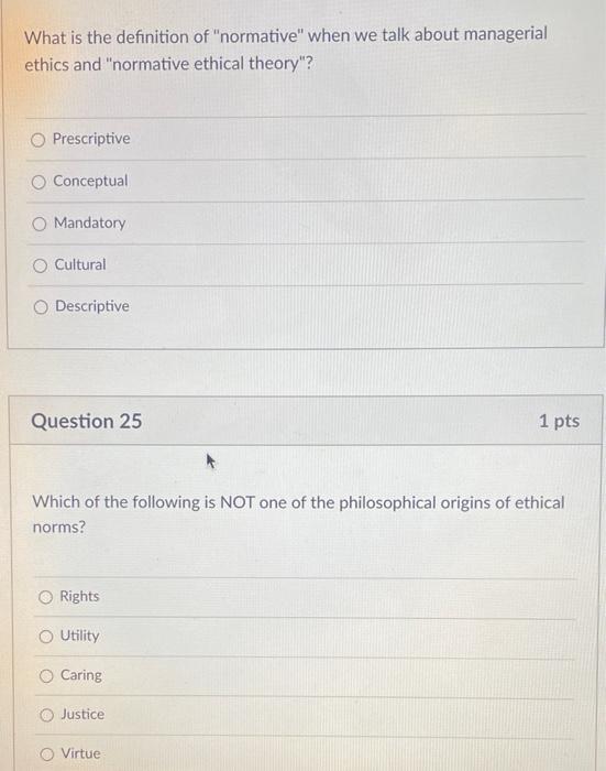 Solved What is the definition of "normative" when we talk | Chegg.com