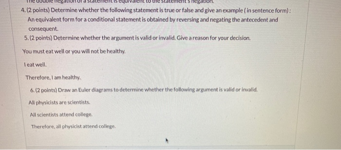 gation, 4. (2 points) Determine whether the following | Chegg.com