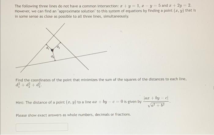 Solved The following three lines do not have a common | Chegg.com