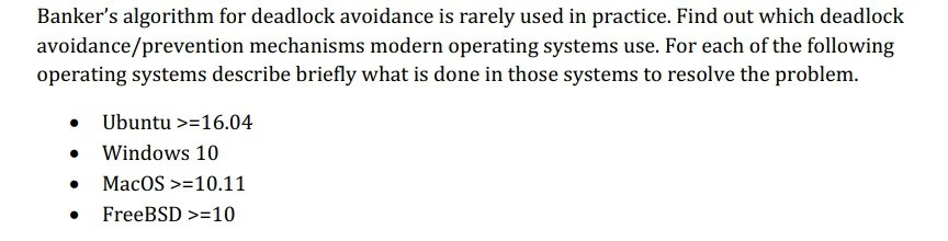 Solved Banker's algorithm for deadlock avoidance is rarely | Chegg.com
