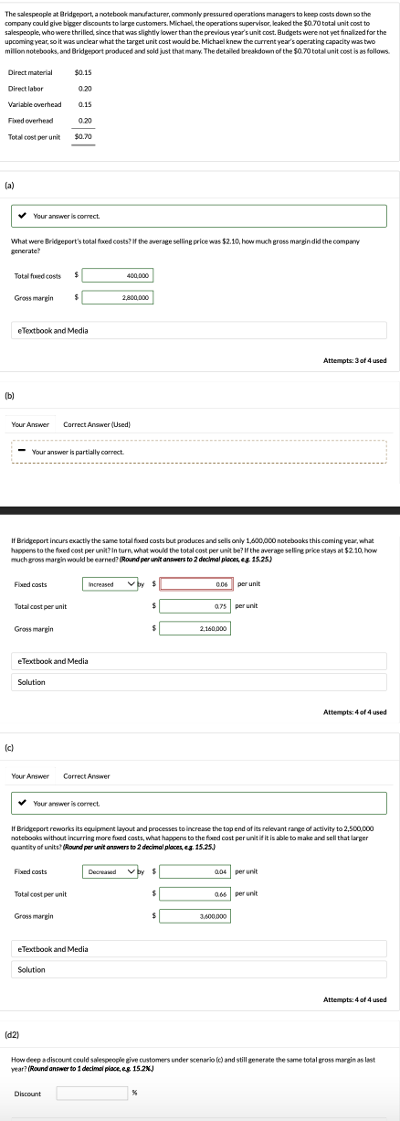 Solved The salespeople at Bridgeport, a notebook | Chegg.com