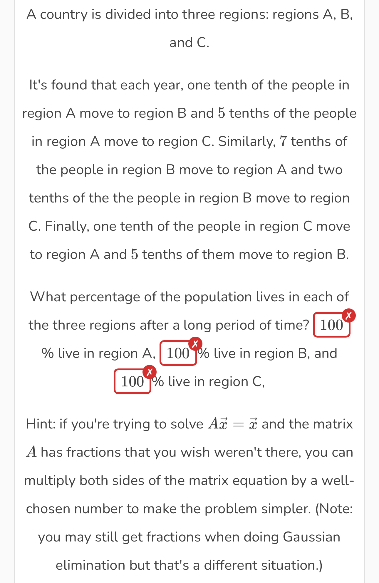 Solved A country is divided into three regions: regions A,B, | Chegg.com