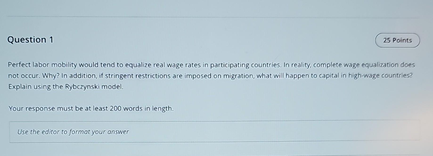 Solved Perfect labor mobility would tend to equalize real | Chegg.com