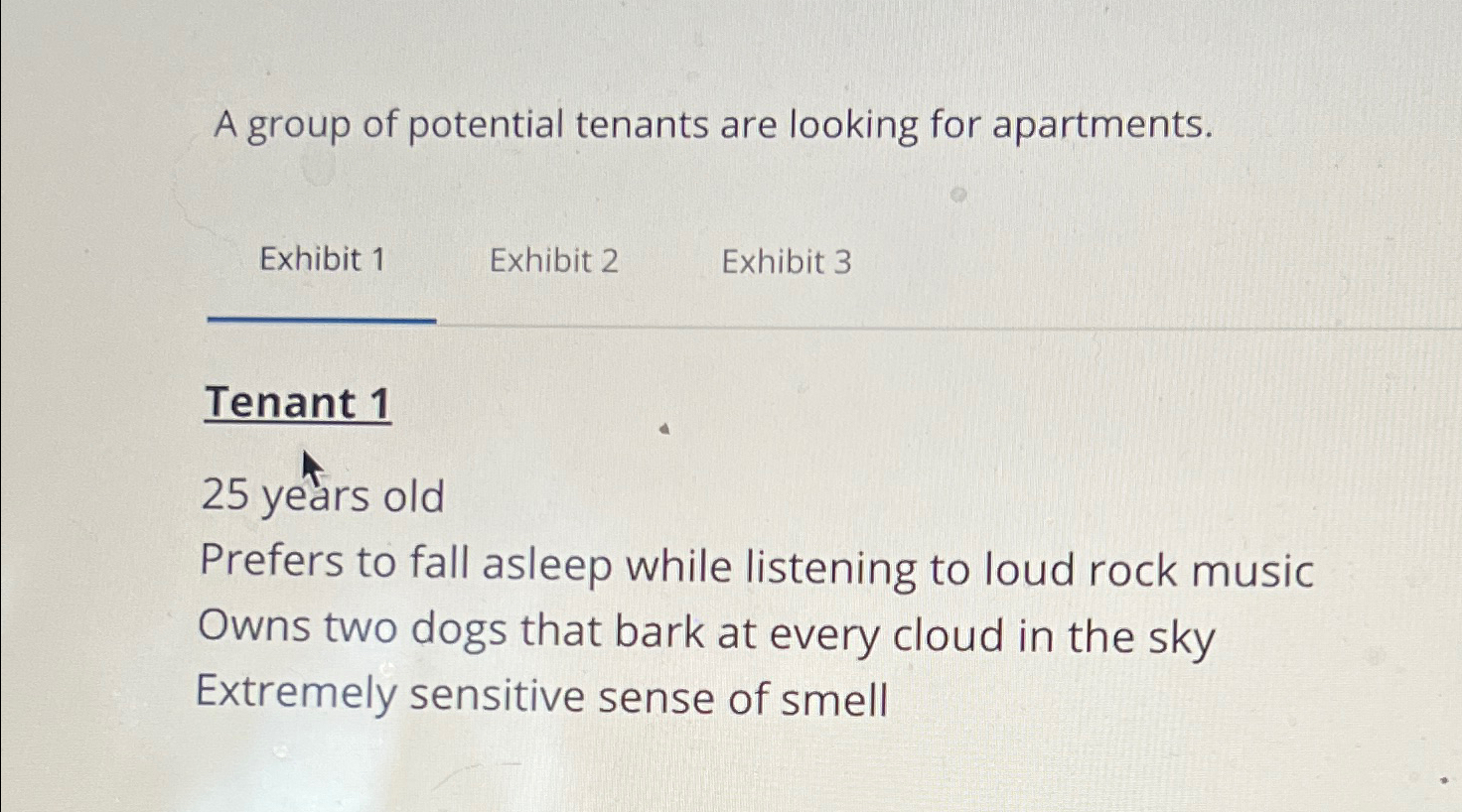 Solved A group of potential tenants are looking for | Chegg.com