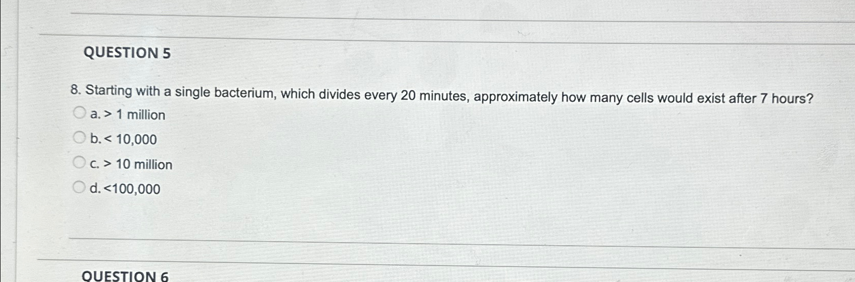 Solved QUESTION 58. ﻿Starting with a single bacterium, which | Chegg.com