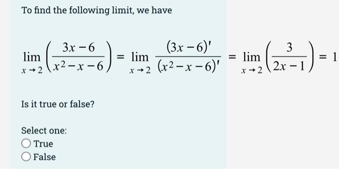 Solved To find the following limit, we have | Chegg.com