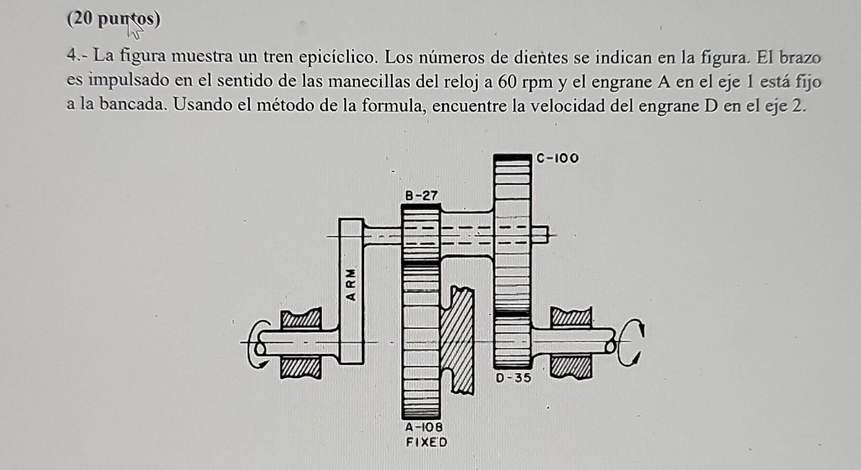 Solved (20 puntos) 4.- La figura muestra un tren epicíclico. | Chegg.com Solved (20 puntos) 4.- La figura muestra un tren epicíclico. | Chegg.com
