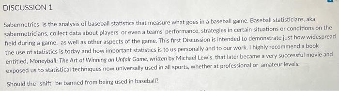 Solved Sabermetrics is the analysis of baseball statistics | Chegg.com