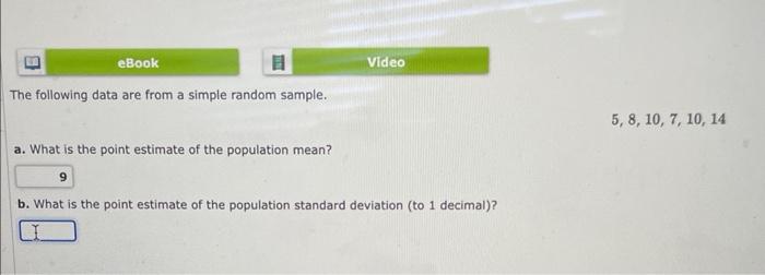 The following data are from a simple random sample. | Chegg.com