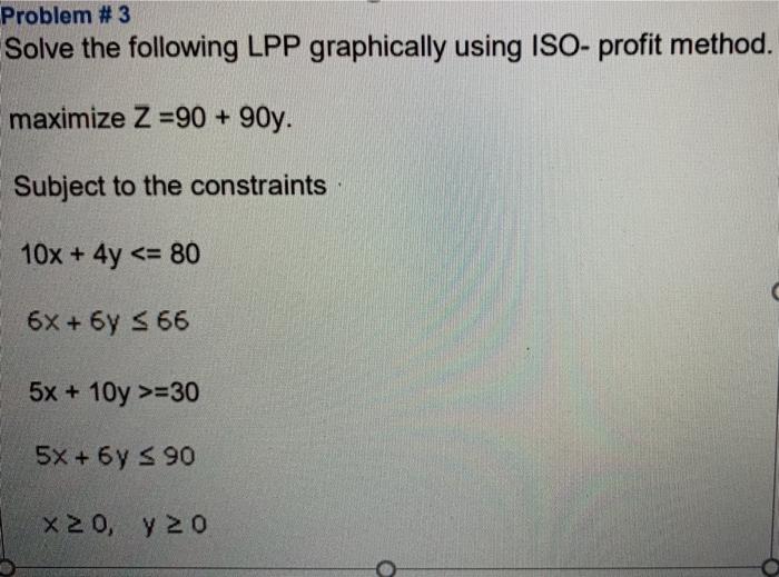 Solved Problem #3 Solve the following LPP graphically using | Chegg.com