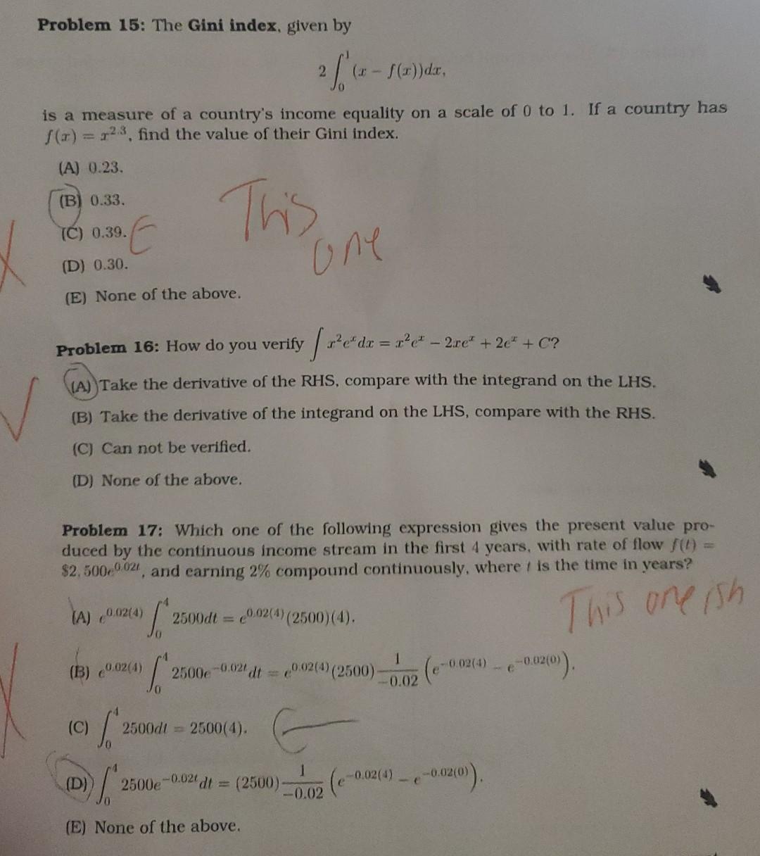 Solved Problem 15: The Gini index, given by 2 [ -s()dir. is | Chegg.com