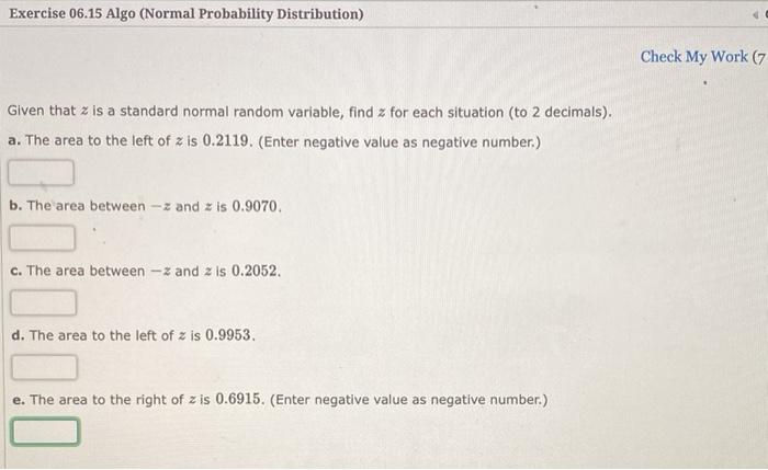 Solved Exercise 06.15 Algo (Normal Probability Distribution) | Chegg.com