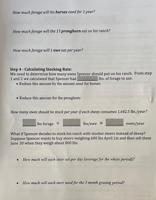 Case 1A - Stocking Rate (15 pts): Step 1 - Calculate | Chegg.com