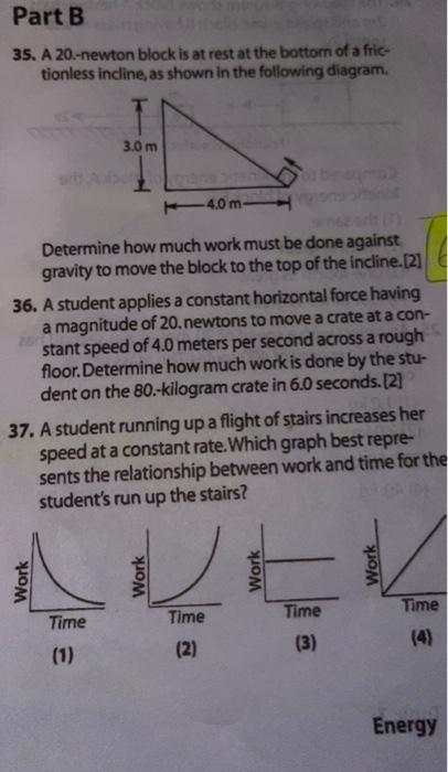 Solved Part B 35. A 20.-newton block is at rest at the | Chegg.com