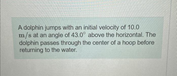 Solved A dolphin jumps with an initial velocity of 10.0 m/s | Chegg.com