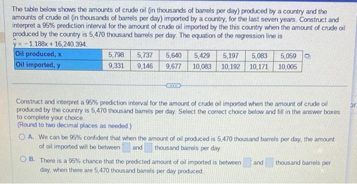 [Solved]: The table below shows the amounts of crude oil (i