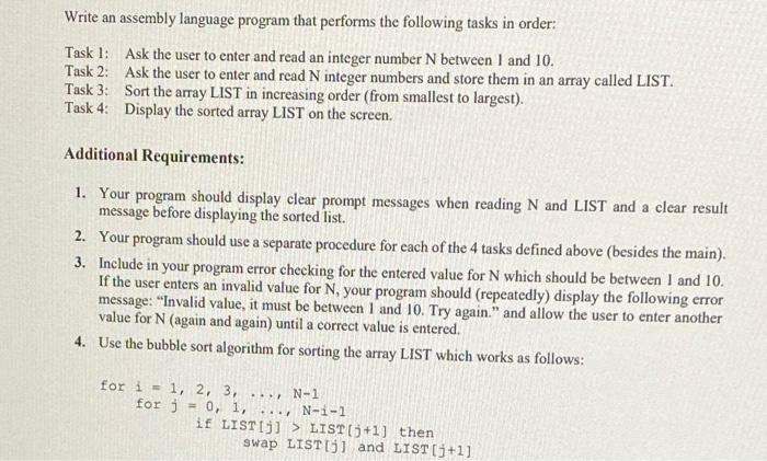 Solved Write an assembly language program that performs the | Chegg.com