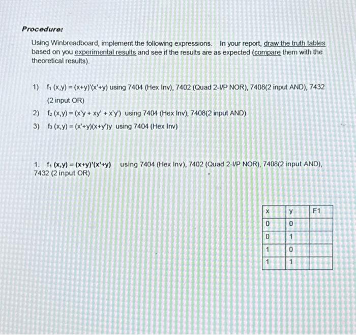 Solved Procedure: Using Winbreadboard, implement the | Chegg.com