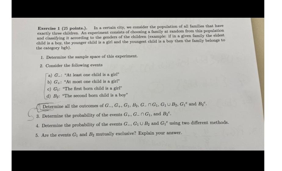 Solved Exercise 1 ( 25 ﻿points.). ﻿In a certain city, we | Chegg.com