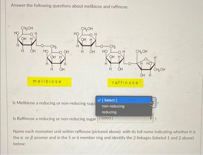 Solved Answer the following questions about melibiose and | Chegg.com