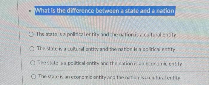 The state is a political entity and the nation is a | Chegg.com