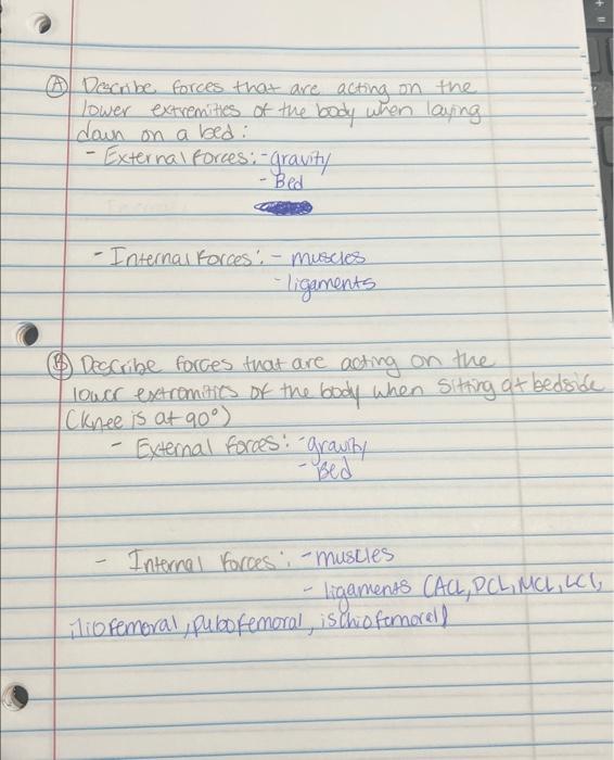 Solved A Describe Forces That Are Acting On The Lower