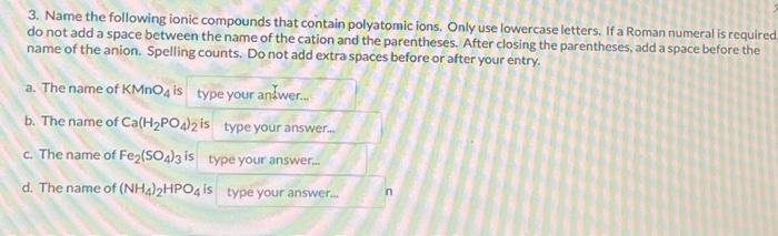 Solved 3. Name the following ionic compounds that contain | Chegg.com