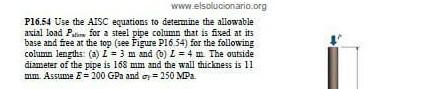 Solved www.elsolucionario.org P16.54 Use the AISC equations | Chegg.com
