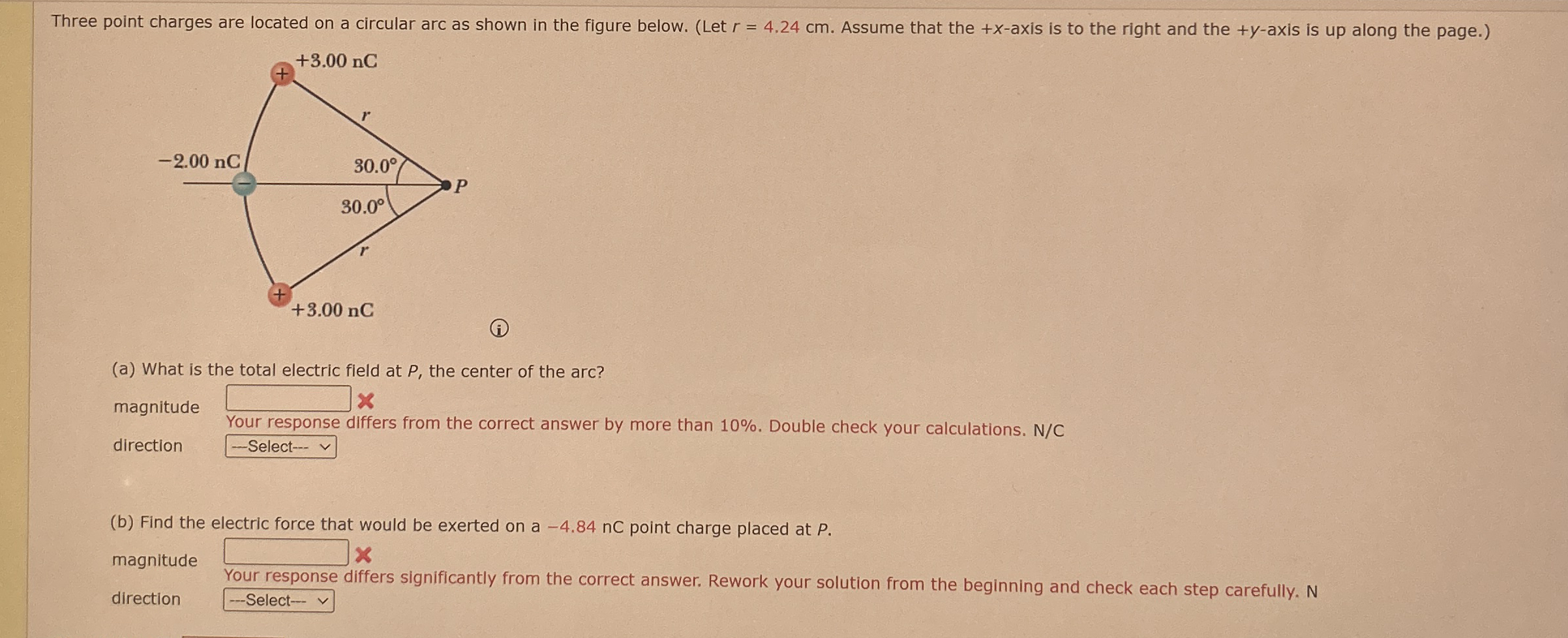 Solved Three point charges are located on a circular arc as | Chegg.com