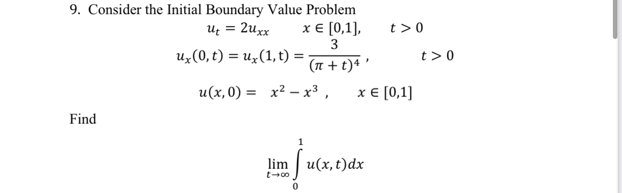 Solved Consider The Initial Boundary Value 
