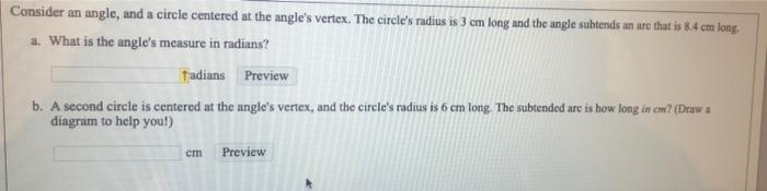 Solved Consider an angle, and a circle centered at the | Chegg.com