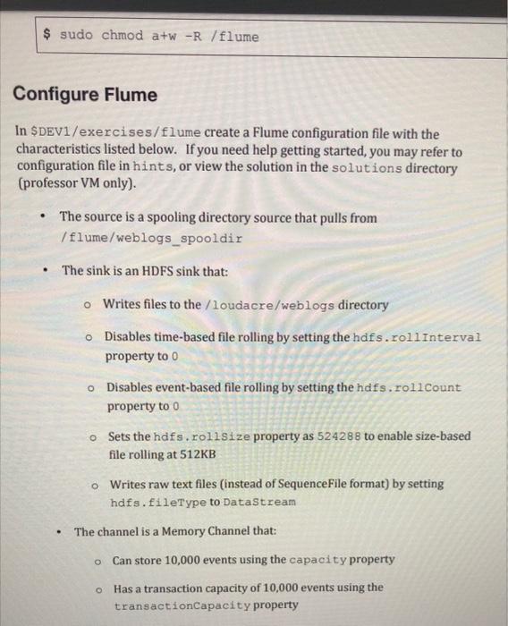Solved Show Line By Line To Create Flume Configuration File Chegg