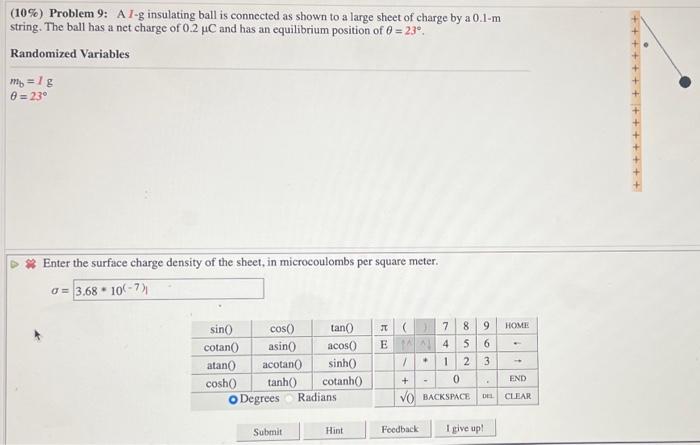 Solved (10\%) Problem 9: A I−g insulating ball is connected | Chegg.com