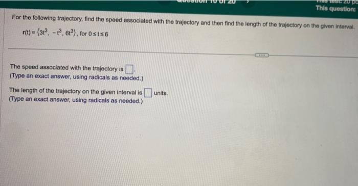 Solved For the following trajectory, find the speed | Chegg.com