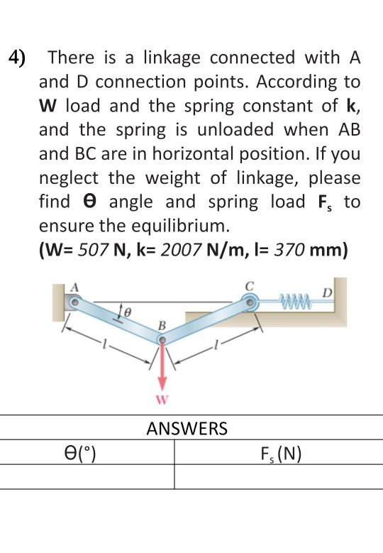 Solved 4) There is a linkage connected with A and D | Chegg.com