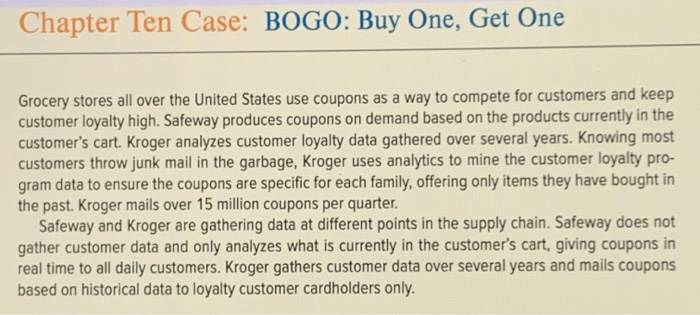 Solved Read Case #10 - "BOGO: Buy One, Get One", then answer | Chegg.com
