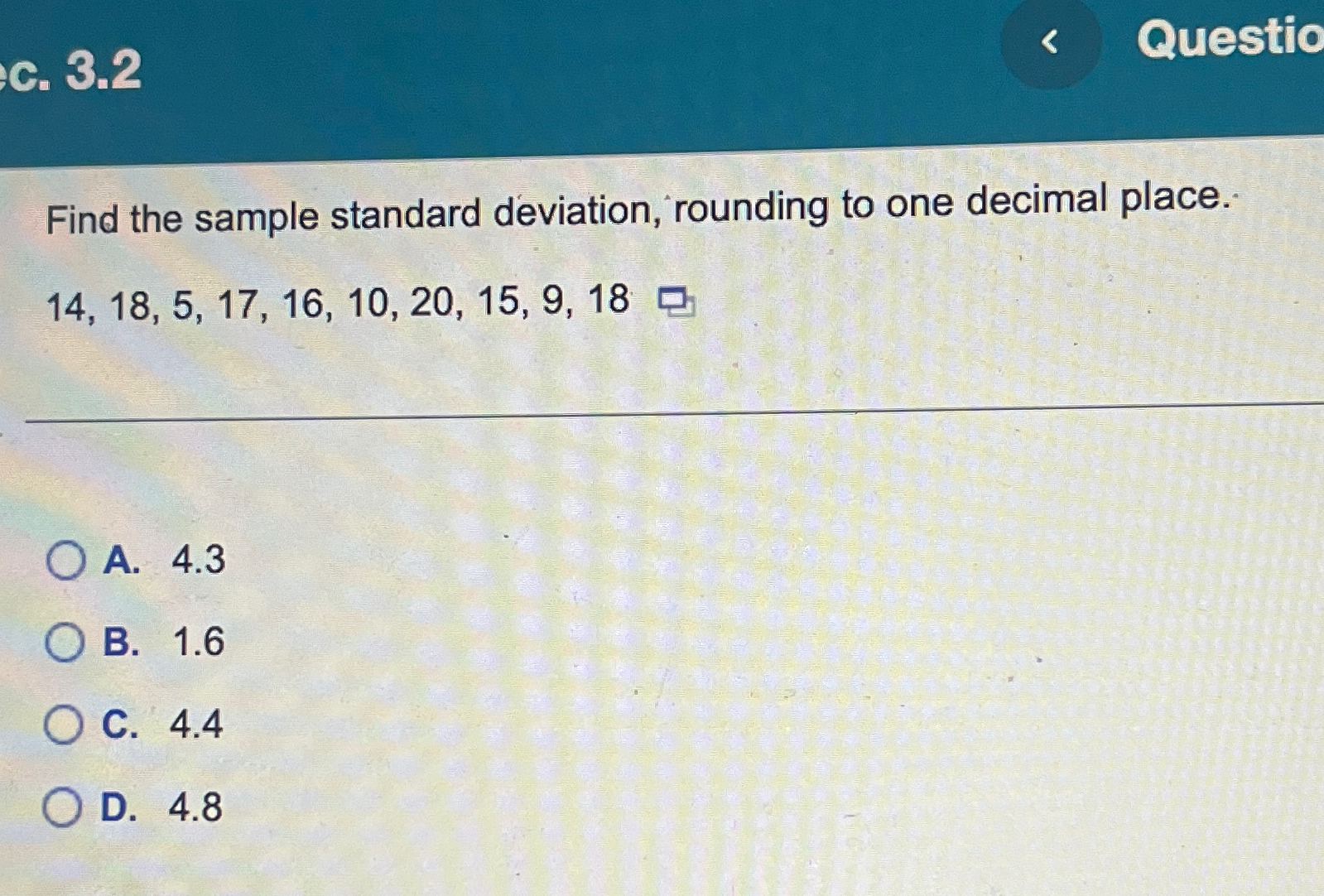 Solved c. 3.2QuestioFind the sample standard deviation, | Chegg.com
