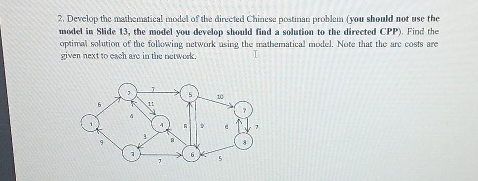 Solved 2. Develop the mathematical model of the directed | Chegg.com