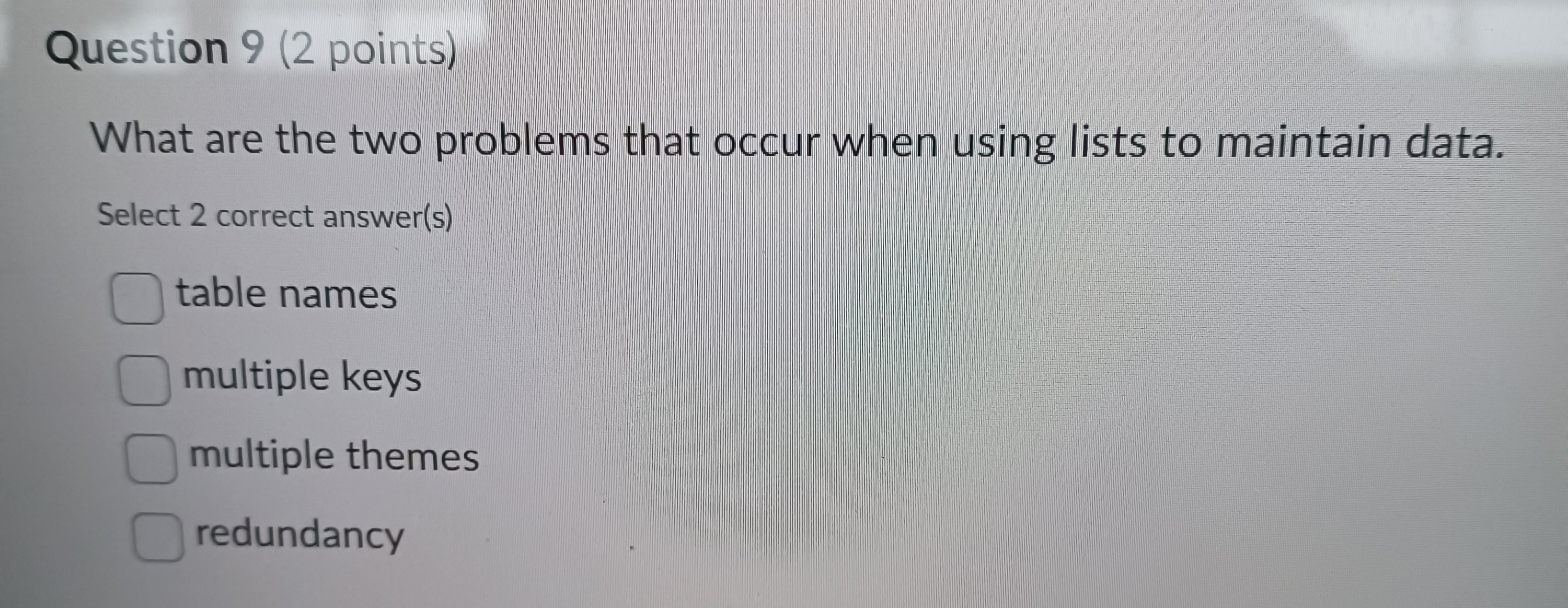 Solved Question 9 (2 ﻿points)What are the two problems that | Chegg.com