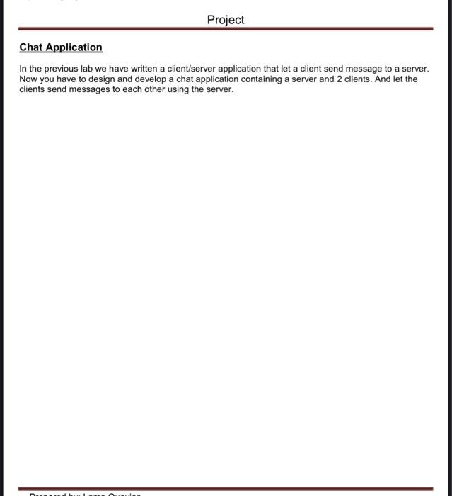 Solved Project Chat Application In the previous lab we have | Chegg.com