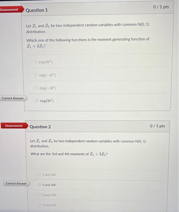 Solved Let Z1 and Z2 be two independent random variables | Chegg.com
