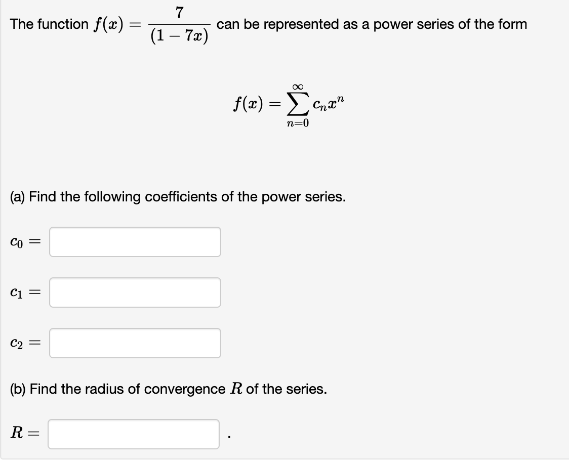 Solved The function f(x)=7(1-7x) ﻿can be represented as a | Chegg.com