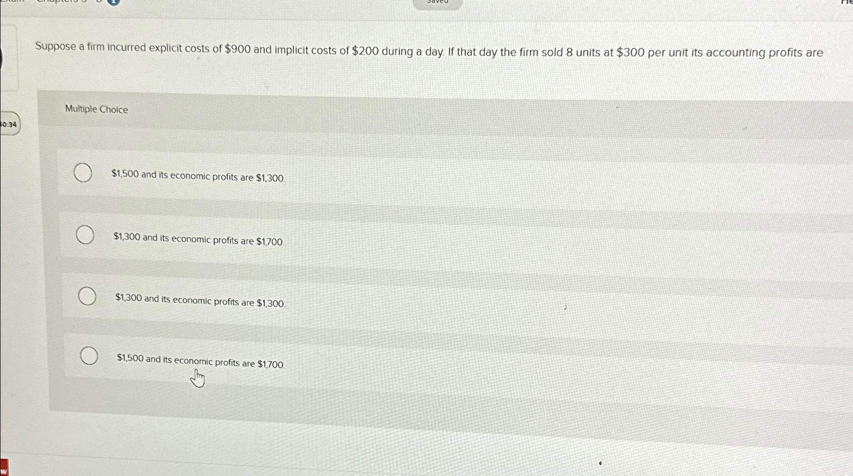 Solved Suppose a firm incurred explicit costs of $900 ﻿and | Chegg.com