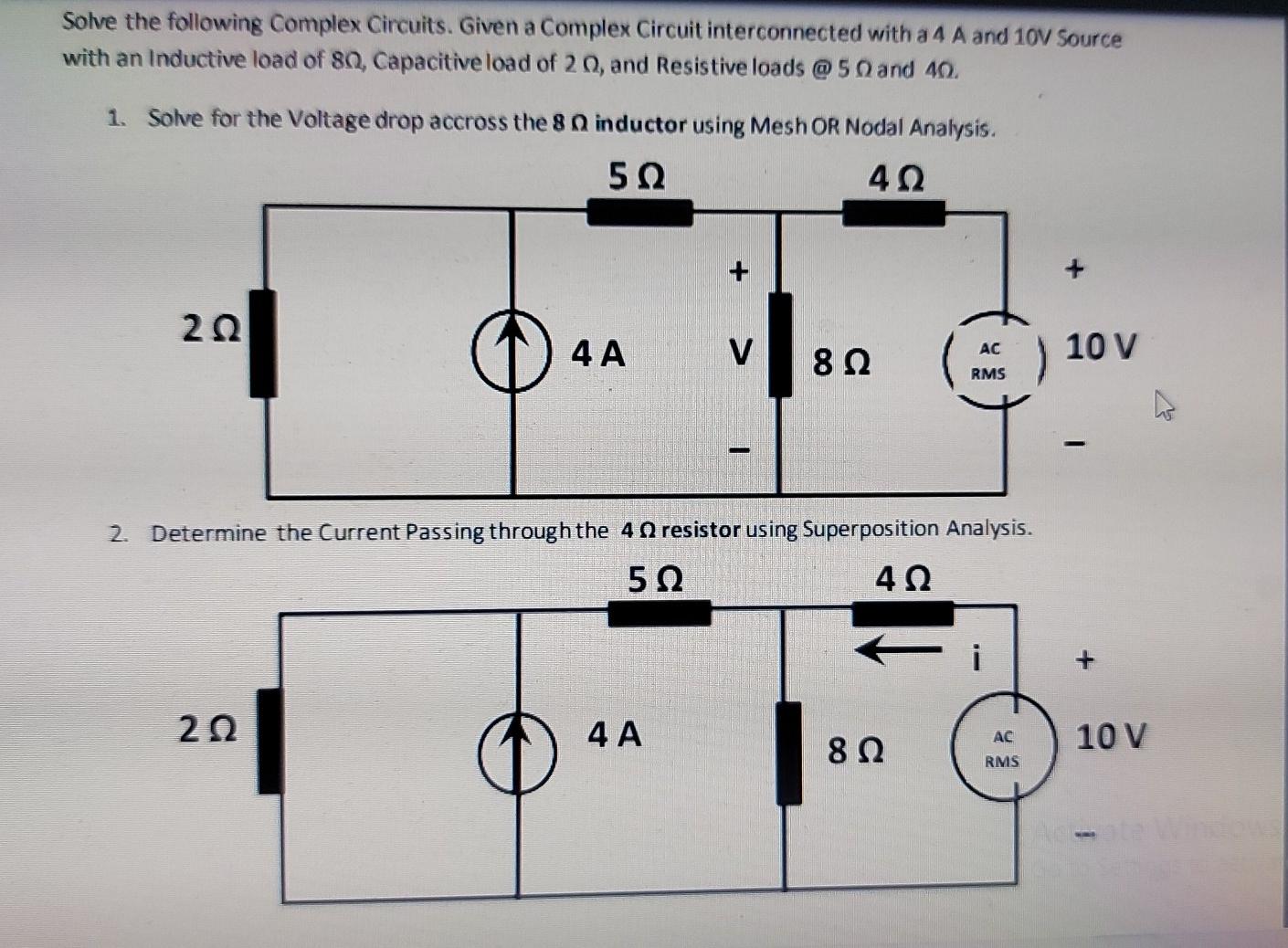 Solved Solve the following Complex Circuits. Given a Complex | Chegg.com